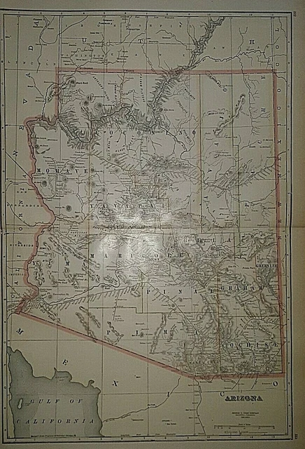 VINTAGE 1906 ELECTRIC Lines, Railroad & County Map ~ ARIZONA ~ Old ...