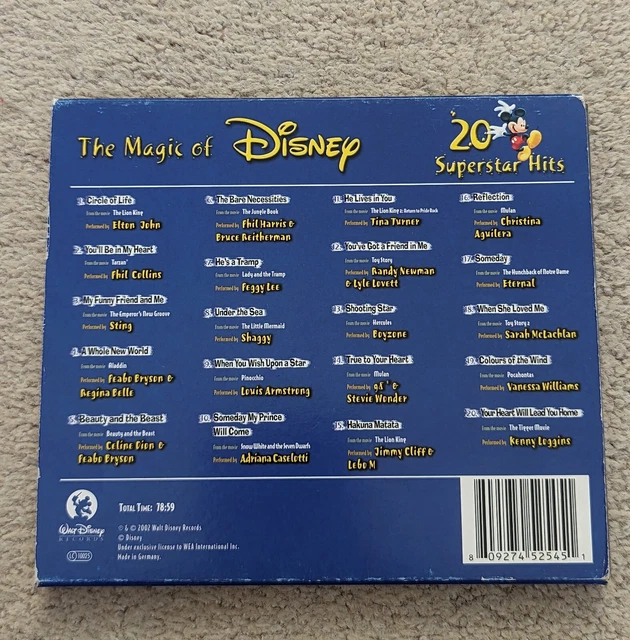 WALT DISNEY RECORDS Soundtrack The Magic of Disney 20 Superstar Hits CD ...