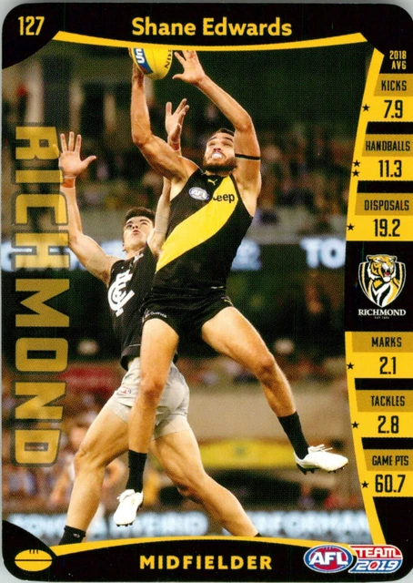 2019 RICHMOND TIGERS AFL Premiers TeamCoach Card - Shane Edwards EUR 2,94 - PicClick FR
