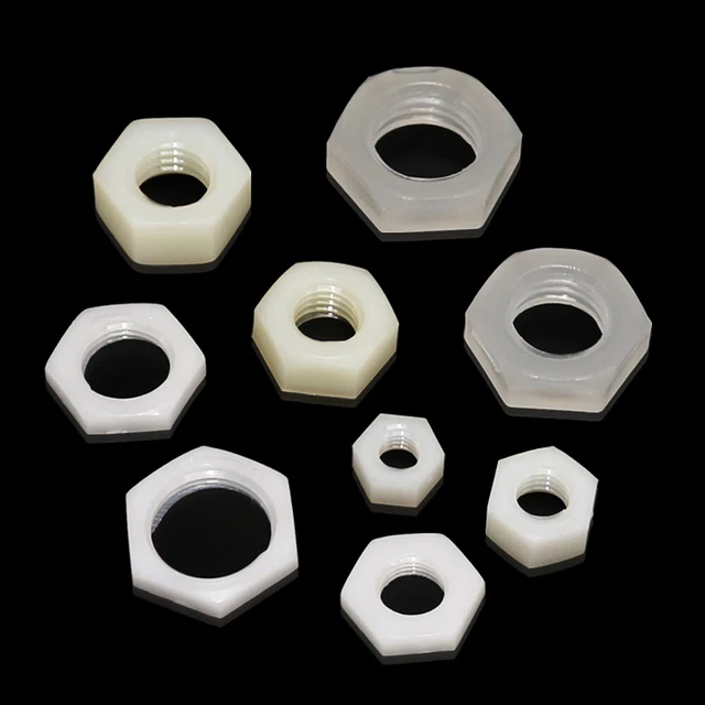 METRIC THREAD NYLON Hex Nuts M5 M6 M8 M10 M12 M14 M16 White Plastic Hexagon Nut EUR 1,67 ...
