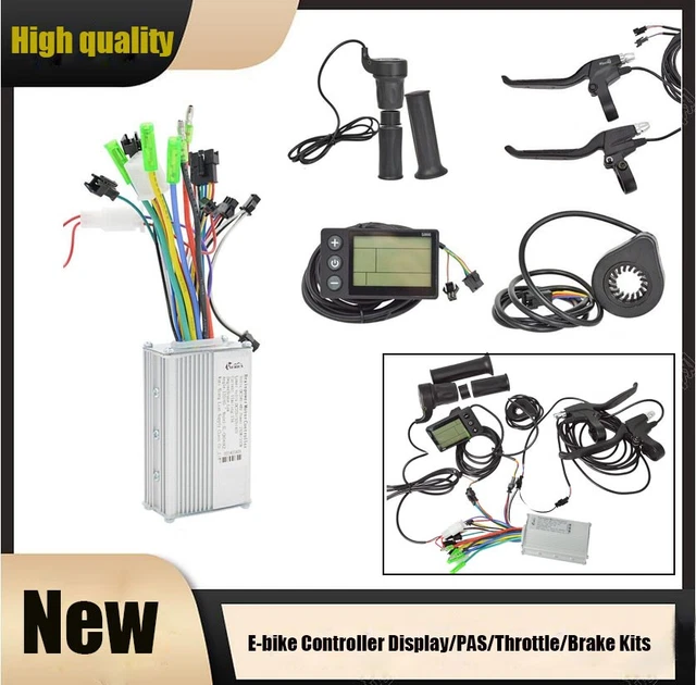 E-BIKE CONTROLLER WITH Display PAS Throttle Brake Kits 24V-48V Electric ...