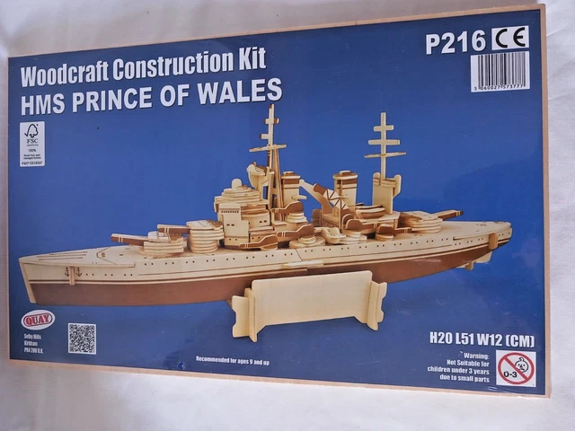HMS PRINCE OF Wales: Woodcraft Quay Battleship Construction Wooden 3D ...