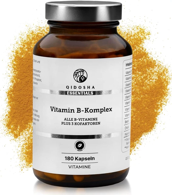 QIDOSHA® VITAMIN B Komplex Hochdosiert & Bioaktiv plus Kofaktoren, 180 ...