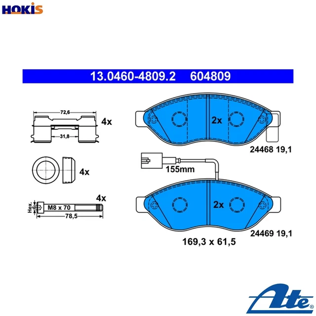 BRAKE PAD SET DISC BRAKE 13.0460-4809.2 FOR PEUGEOT MANAGER/Van/Bus ...