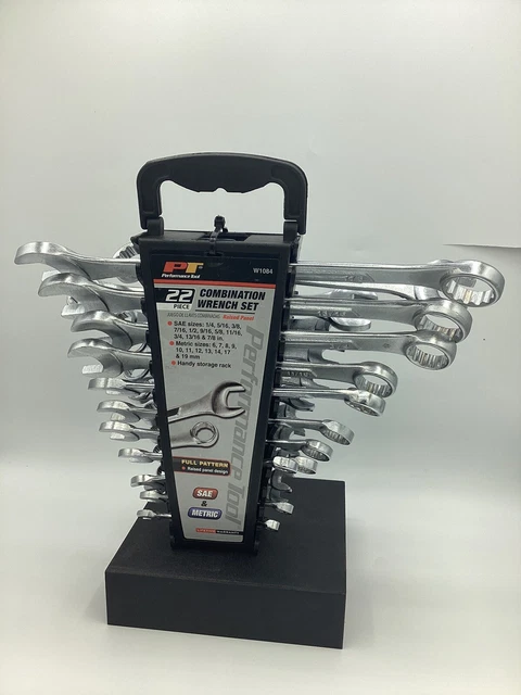 PERFORMANCE TOOL W1084 22 Piece SAE And Metric Combination Wrench Set ...
