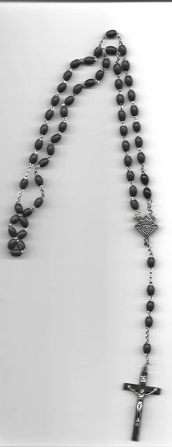 ANCIEN CHAPELET 55 Grains Perle De Bois Brune Avec Vierge Chevalier De ...