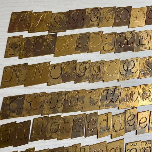 GRAVOGRAPH BRASS CURSIVE upper and lower case letters numbers £78.70 ...