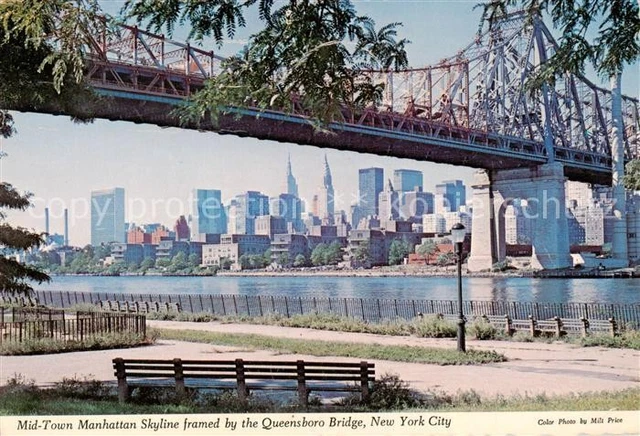 NEW YORK CITY Mid Town Manhattan Skyline framed by the Queensboro ...