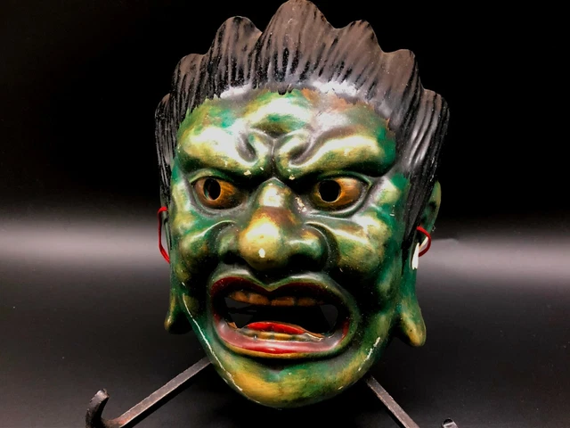 JAPANESE VINTAGE POTTERY made "Basara god" Mask /Antique hannya asian ...