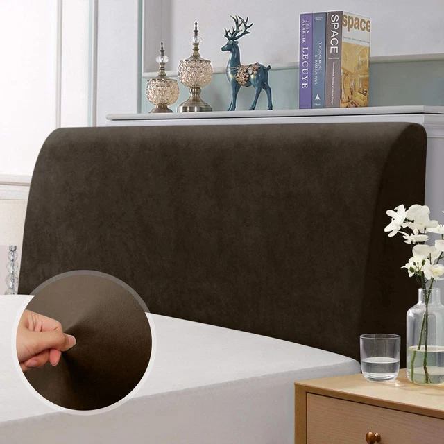 BED HEADBOARD COVER, Elastic protection cover, 150-170cm, Brown £43.49 ...