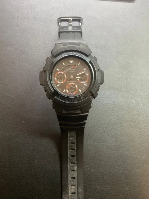 CASIO G-SHOCK AW-591-2A 46mm Black and Red Resin Case, Black Resin ...