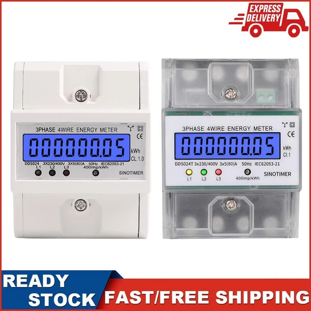 ELECTRICITY METER THREE-PHASE 4-Wire Energy Meter DIN Rail Electric Energy Meter £26.27 ...
