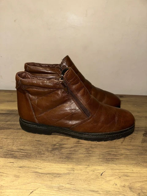 MEN BROWN FAUX Leather Ankle Two Sided Zipped Up Boots UK (9) EU (43 ...