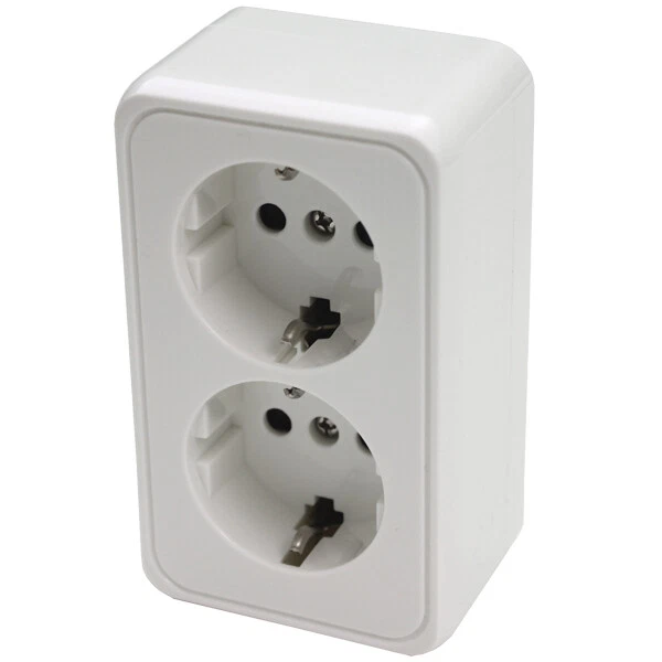 CONSTRUCTION SURFACE-MOUNTED SCHUKO socket caravan motorhome etc. 220 - 230V white double £10.06 ...
