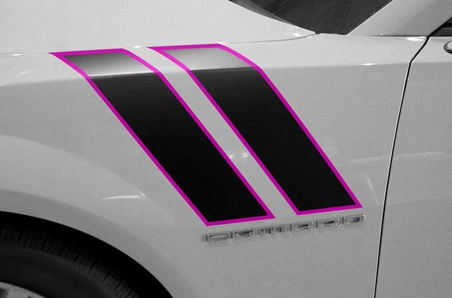 HASH MARKS HOOD Race Stripes Graphics Decals for Chevy Camaro 10-15 PNK ...