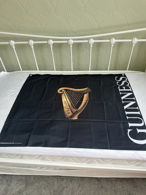 GUINNESS FLAG WITH HARP & LOGO 100 X 80CM WITH METAL EYELETS BRAND NEW ...