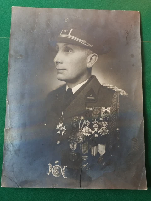 RARA FOTO UFFICIALE francese pluridecorato Seconda Guerra Mondiale ...