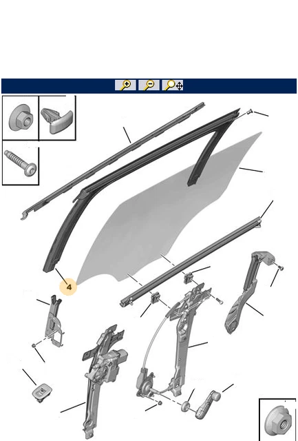 GUIDA SCORRIMENTO CRISTALLO Posteriore Sinistr Originale Peugeot 2008 ...