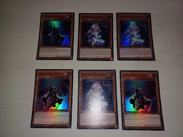YUGIOH 3 GHOST REAPER WINTER CHERRIES Dimension Shifter scorridore ...