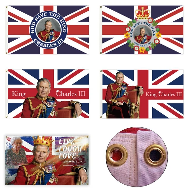 SON PRINCE CHARLES NEW KING FLAG King Charles 111 Flag Queen Elizabeth ...