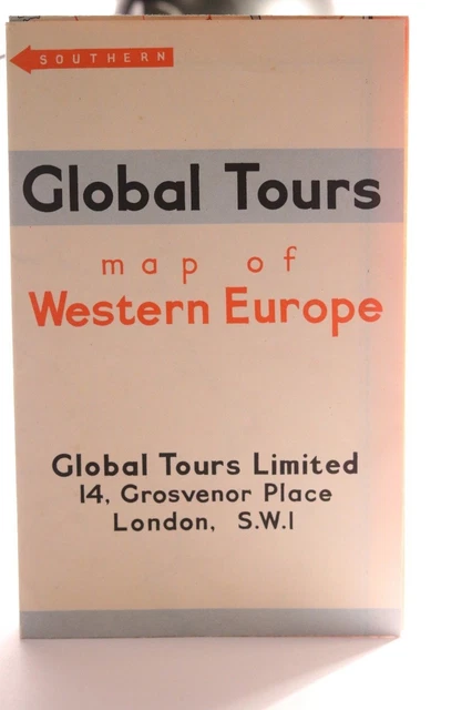 VINTAGE GLOBAL TOURS Map Of Western Europe £11.99 - PicClick UK