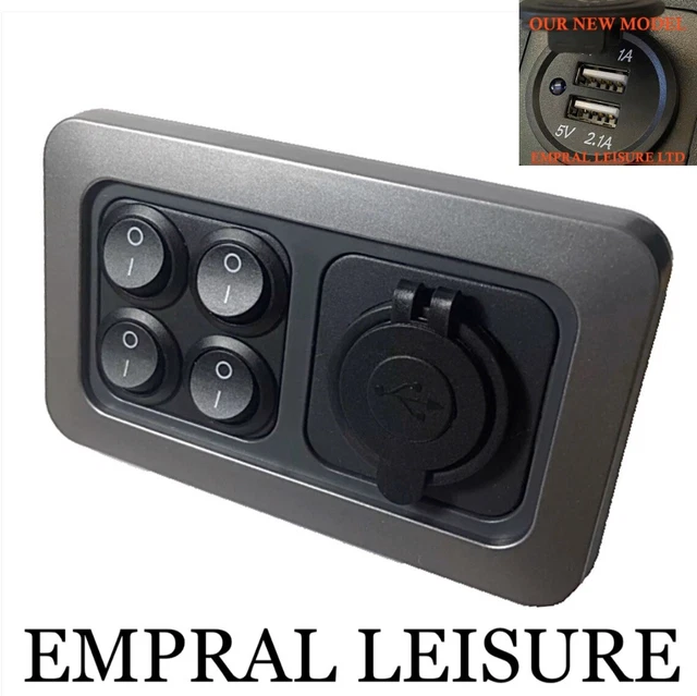 C-LINE CBE 12V Double Twin USB Socket Light Switch Camper Van Motorhome ...