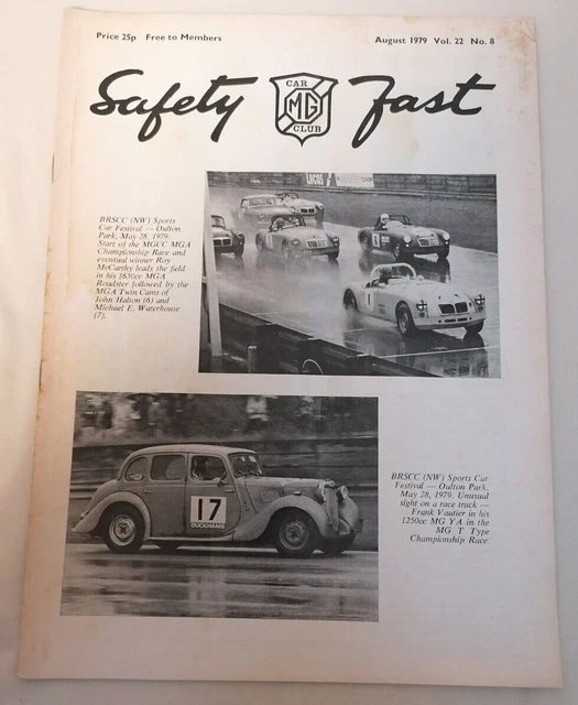 MAGAZINE - VINTAGE Safety Fast MG Car Club Magazine August 1979 Vol #22 ...