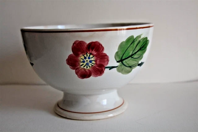 BOL ANCIEN CREIL MONTERAU, pied douche, grand modèle, décor floral EUR ...