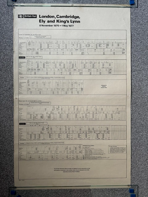 ORIGINAL BRITISH RAIL Departures railway timetable poster: King's Lynn ...