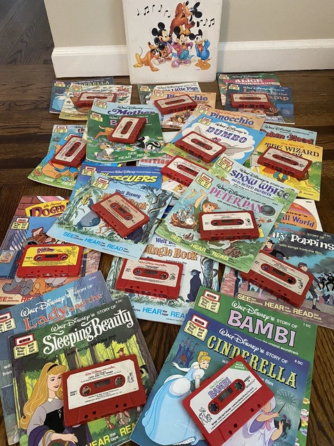 WALT DISNEY STORYTELLER Read Along Lot 14 Tapes & 28 Books, Travel Case ...