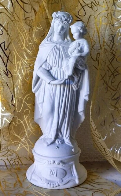 STATUE SAINTE VIERGE MARIE ET ENFANT JESUS EN BISCUIT XIXème SIGNE L&M ...