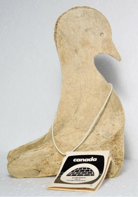 VINTAGE INUIT / Eskimo bone carving BIRD by Eliyah Kakee $148.00 ...