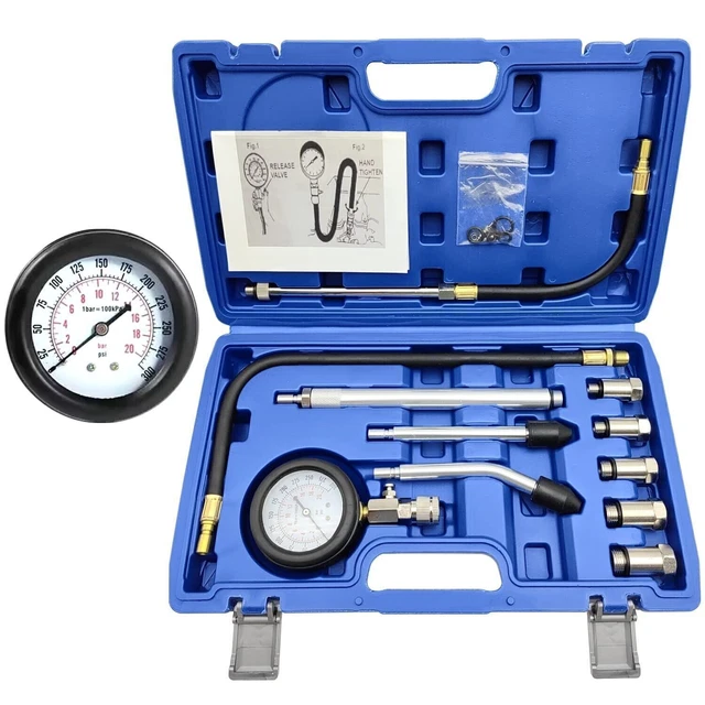 DIESEL PETROL ENGINE Cylinder Pressure Tester Car Compression Test ...