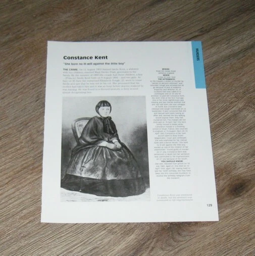 MOST NOTORIOUS CRIMES Constance Kent original ONE page PHOTO + article ...
