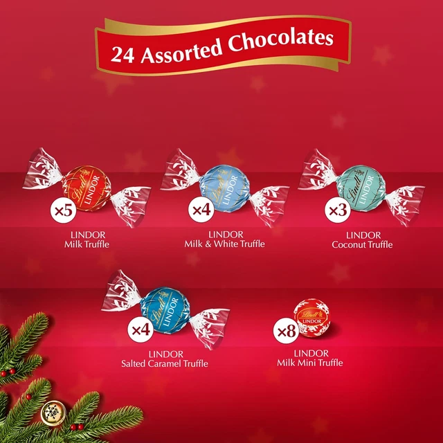 LINDT LINDOR SILVER Advent Calendar 2025 - 24 Premium Chocolate ...