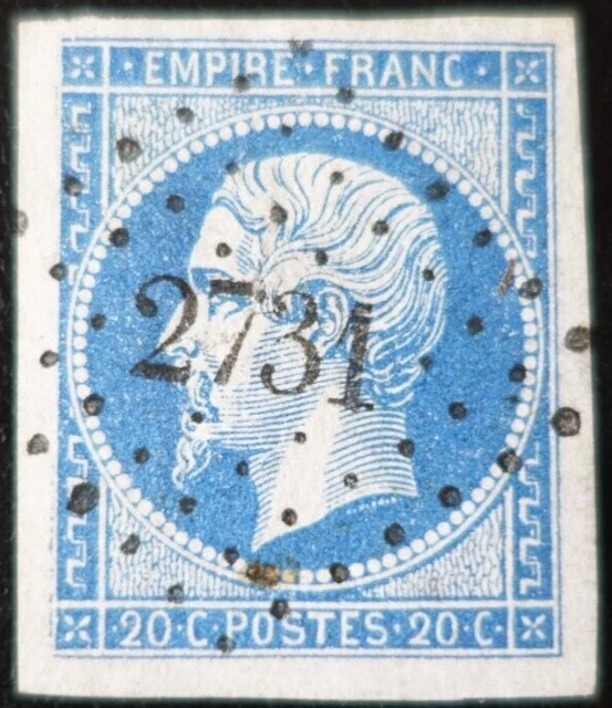 FILET GAUCHE ABSENT NAPOLÉON N°14A BLEU oblitéré PC 2731 ROSIÈRES de ...