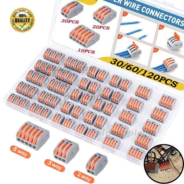 120/60PCS ELECTRICAL CONNECTORS Wire Block Clamp Terminal Cable ...
