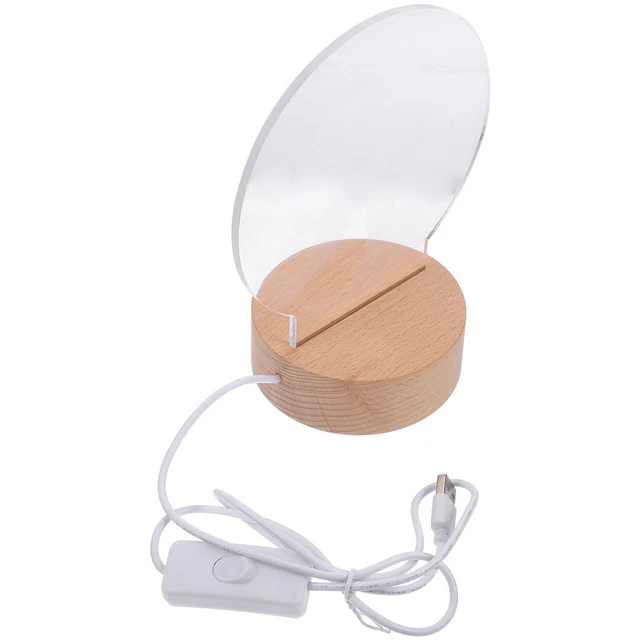 3D WOLF NIGHT Light LED Wooden Base Table Lamp USB Decorative Lights ...