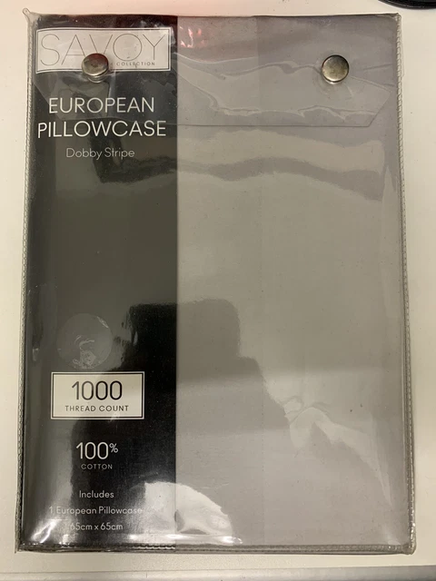 SAVOY HOTEL COLLECTION European Pillowcase Dobby Stripe 1000 Thread ...