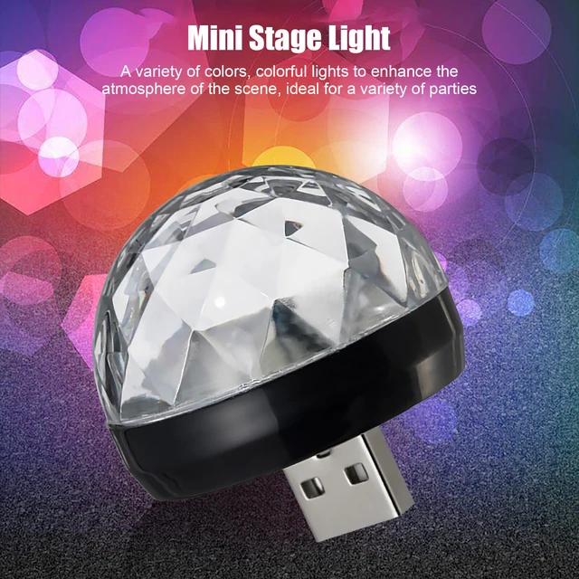 MINI DISCO BALL Sound Attivata LED Atmosfera Luce Stage per Auto DJ ...
