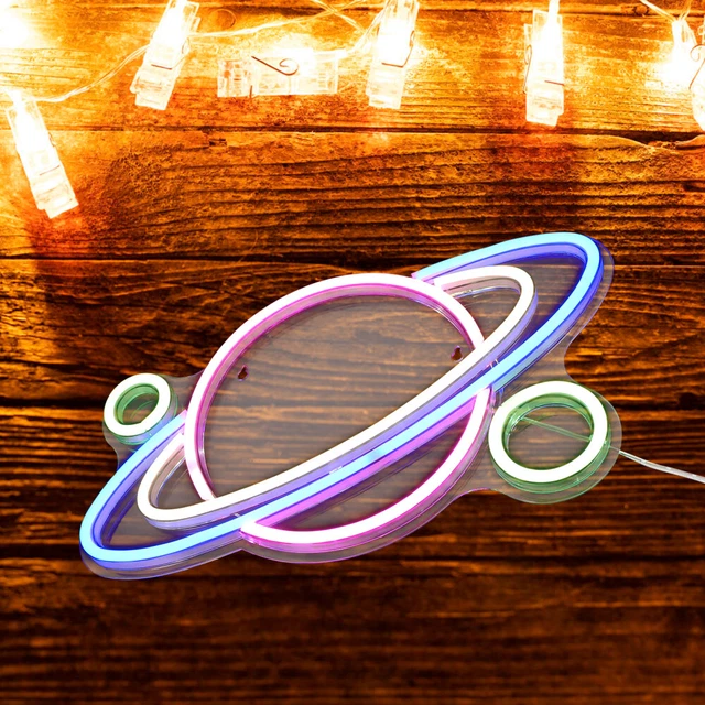 LIGHT UP SPACE Sign Led Neon Night Lamp Planet Neon Sign Planets Neon ...