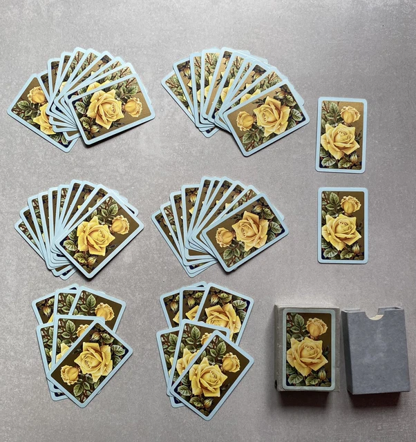 VINTAGE YELLOW ROSE Linen Playing Cards 1930s £7.99 - PicClick UK