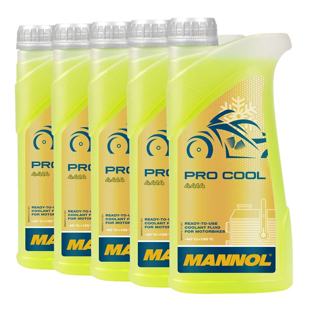 5X1 LITRE MANNOL Pro Cool Liquide de Refroidissement Jaune Antigel Moto ...