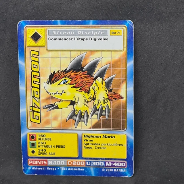 CARTE DIGIMON GIZAMON bo-71 Bandai 1999 EUR 4,90 - PicClick FR
