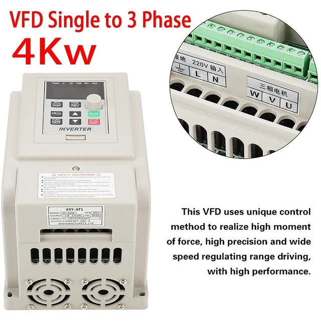 ONDULEUR MONOPHASÉ À triphasé VFD 20A 4 KW avec grand moment de force ...
