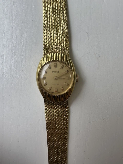 SWISS MADE AVIA 17 Jewels Incabloc Vintage Mechanical Wind Up Ladies Watch EUR 20,00 - PicClick DE