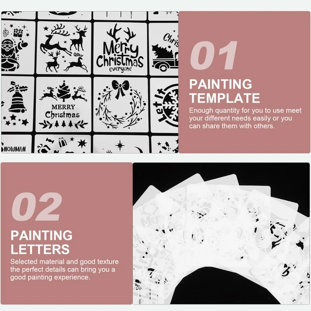 16 SHEETS OF Plastic Christmas Stencils Drawing Templates Reusable ...