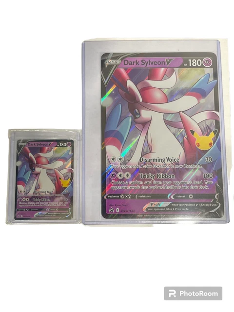 POKÉMON TCG JUMBO & Normal Size Dark Sylveon V Black Star Promo SWSH134 ...