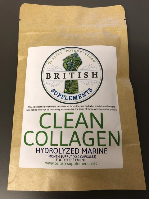 BRITISH SUPPLEMENTS - CLEAN COLLAGEN Hydrolyzed Marine, 60 Capsules ...