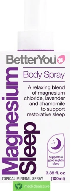 BETTERYOU MAGNESIUM SLEEP Body Spray 100ml Natural Oils Lavender and ...